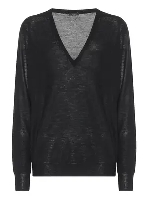 JOSEPH Cashair Cashmere V-neck Sweater - Black