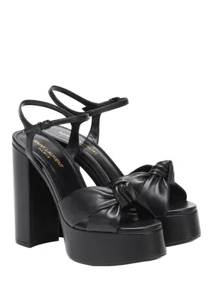 Saint Laurent Bianca 125 Leather Platform Sandals - Black
