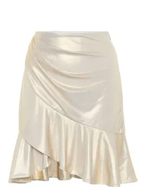 Balmain Ruffle-trimmed Lamé Miniskirt - Gold