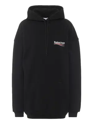 Balenciaga Oversized Cotton Hoodie - Black