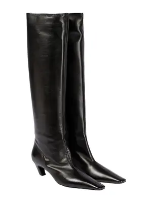 Khaite Davis Knee-high Leather Boots - Black