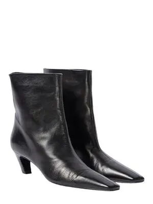 Khaite Arizona Leather Ankle Boots - Black