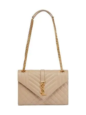 Saint Laurent Envelope Medium Shoulder Bag - Beige