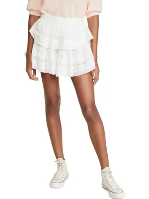 LoveShackFancy Ruffle Mini Skirt - Antique White
