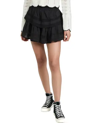 LoveShackFancy Ruffle Mini Skirt - Black