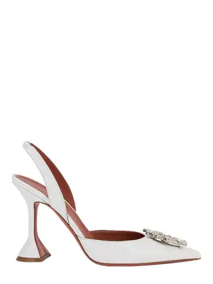 Amina Muaddi Begum Nappa Sling Heel - White