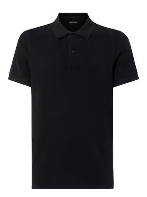 TOM FORD Short-sleeved Cotton Polo Shirt - Black