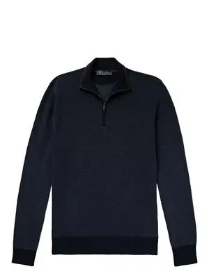 Loro Piana Roadster Striped Cashmere Half-zip Sweater - Blue