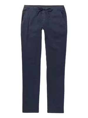 Loro Piana Slim-fit Stretch Linen And Cotton-blend Drawstring Trousers - Blue