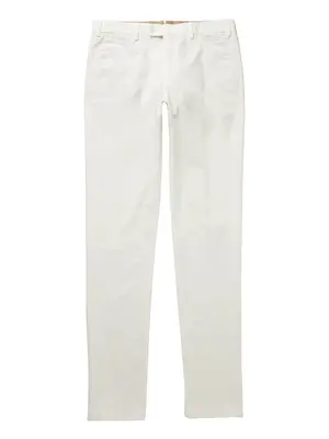 Loro Piana Slim-fit Cotton-blend Trousers - Neutrals