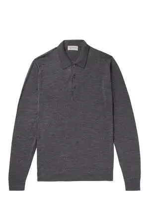 John Smedley Belper Slim-fit Merino Wool Polo Shirt - Gray
