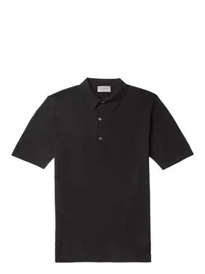 John Smedley Roth Sea Island Cotton Polo Shirt - Black