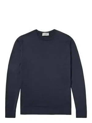 John Smedley John Smedley Lundy Slim Fit Merino Wool Sweater Blue