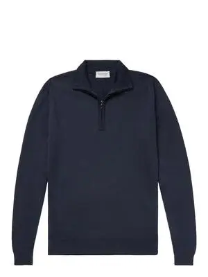 John Smedley Tapton Slim-fit Merino Wool Half-zip Sweater - Blue