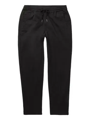 Folk Tapered Cotton-twill Drawstring Trousers - Black