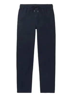 Folk Tapered Cotton-twill Drawstring Trousers - Blue