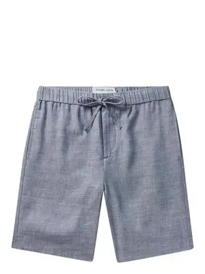 Frescobol Carioca Felipe Slim-fit Linen And Cotton-blend Short - Blue