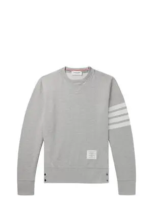 Thom Browne Slim-fit Striped Loopback Cotton-jersey Sweatshirt - Gray