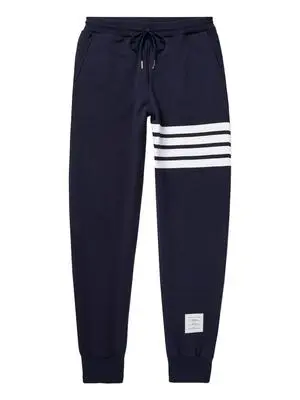 Thom Browne Tapered Striped Loopback Cotton-jersey Sweatpants - Blue