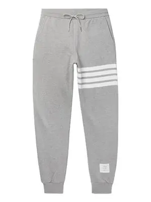 Thom Browne Tapered Striped Loopback Cotton-jersey Sweatpants - Gray