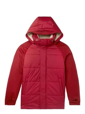 Loro Piana Storm System Quilted Baby Cashmere And Shell Hooded Jacket - Burgundy