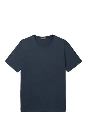 Loro Piana Slim-fit Silk And Cotton-blend Jersey T-shirt - Blue