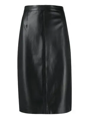 Red Valentino High-waisted Leather Midi Skirt - Black