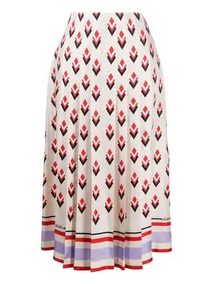 VALENTINO Pleated Graphic-Print Skirt