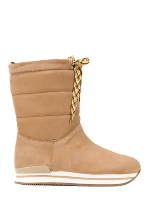 Hogan Shearling Lined Suede Boots - Neutrals