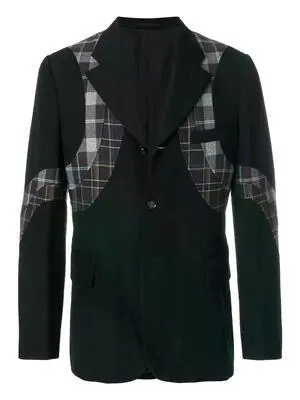 Comme Des Garçons Plaid Appliqué Blazer - Black