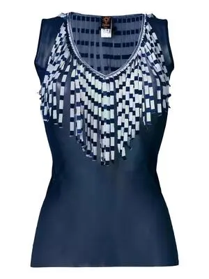Jean Paul Gaultier Sheer Fringed Blouse - Blue