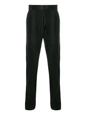 DEVOA Striped Straight-leg Trousers - Black