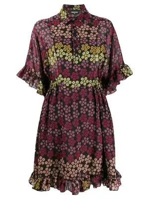 DSQUARED2 DSQUARED2 Floral Print Silk Blend Shirt Dress