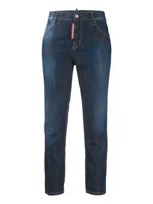 Dsquared2 Cropped Girlfriend Fit Jeans - Blue
