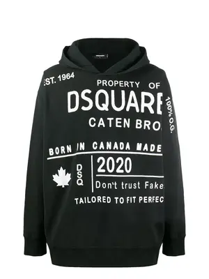 Dsquared2 Printed Hooded Sweatshirt - Black