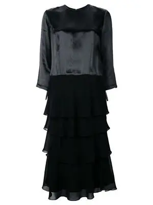 Comme Des Garçons Frilled Midi Dress - Black
