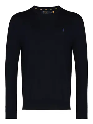 Polo Ralph Lauren Logo-embroidered Crewneck Jumper - Blue