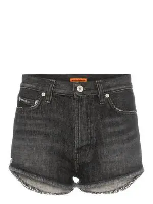 Heron Preston Distressed Hem Denim Shorts - Black