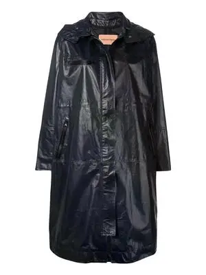 YVES SALOMON Oversized Leather Parka - Blue