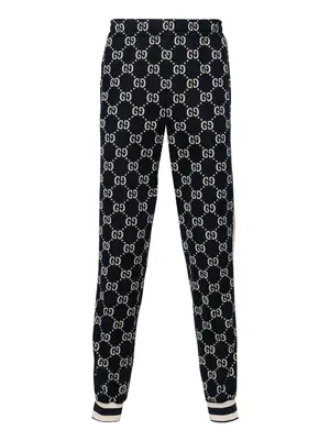 Gucci Gg-jacquard Track Pants - Blue