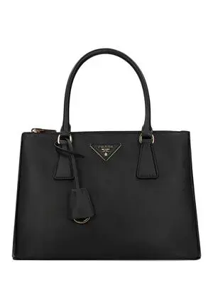 Prada Top-handle Logo-plaque Tote - Black