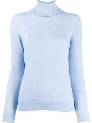 N.peal Cashmere Polo Neck Sweater - Blue