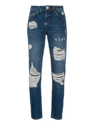 Philipp Plein Statement Mid-rise Slim Jeans - Blue