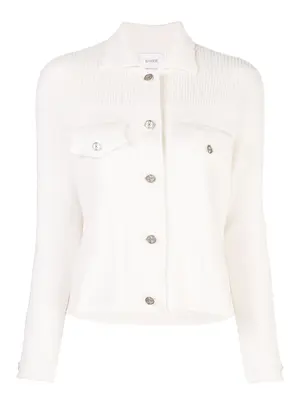 BARRIE Contrast-stitch Knitted Jacket - White
