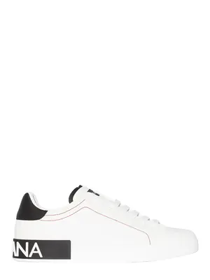 Dolce & Gabbana Portofino Leather Sneakers - White
