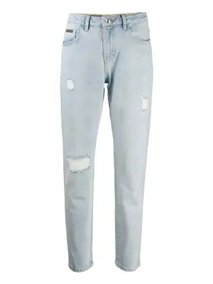 Philipp Plein Straight-leg Distressed Jeans - Blue