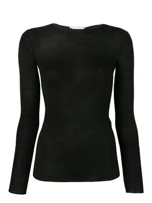 Stella McCartney Sheer Long Sleeve Top - Black
