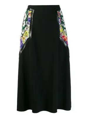 Stella McCartney Floral Panel Midi Skirt - Black