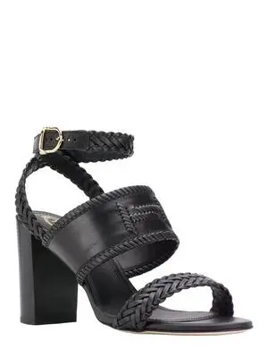 TOD'S Leather Block Heel Sandals With Ankle Strap - Black