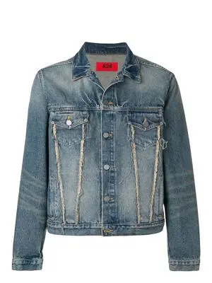 424 Frayed Detail Denim Jacket - Blue